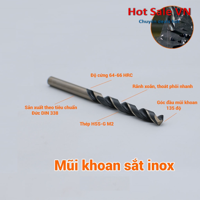 Mũi khoan sắt inox HSS-G M2 kích thước tùy chọn: | Lazada.vn