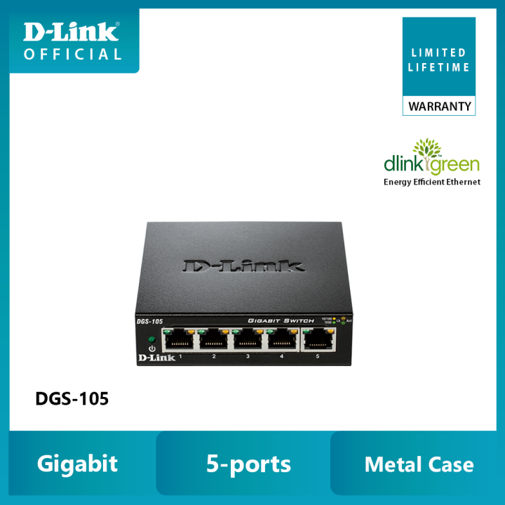 D-Link DGS-105 (5-Port Gigabit Desktop Switch In Metal Casing) | Lazada ...