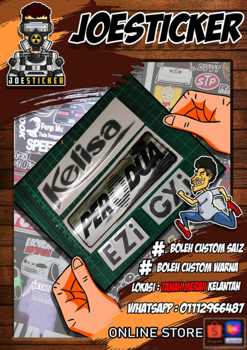 sticker kelisa,perodua, ezi/gxi (1 harga 3 sticker) material chrome ...