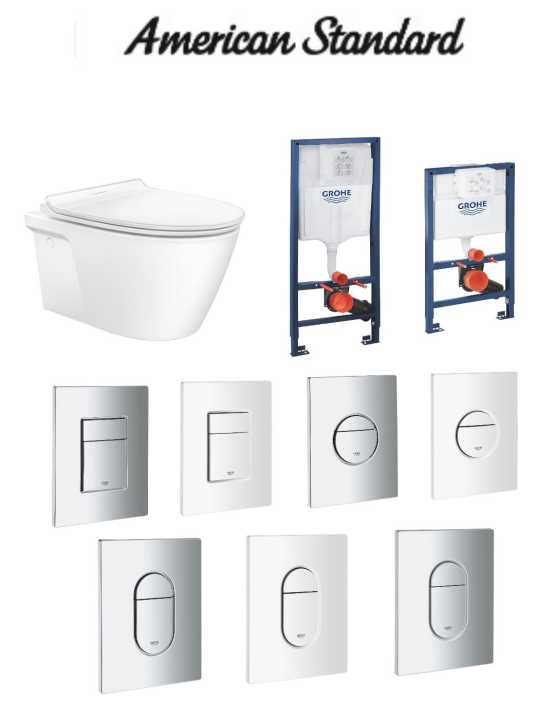 American Standard Acacia Supasleek Wall Hung Toilet Bowl With Grohe ...