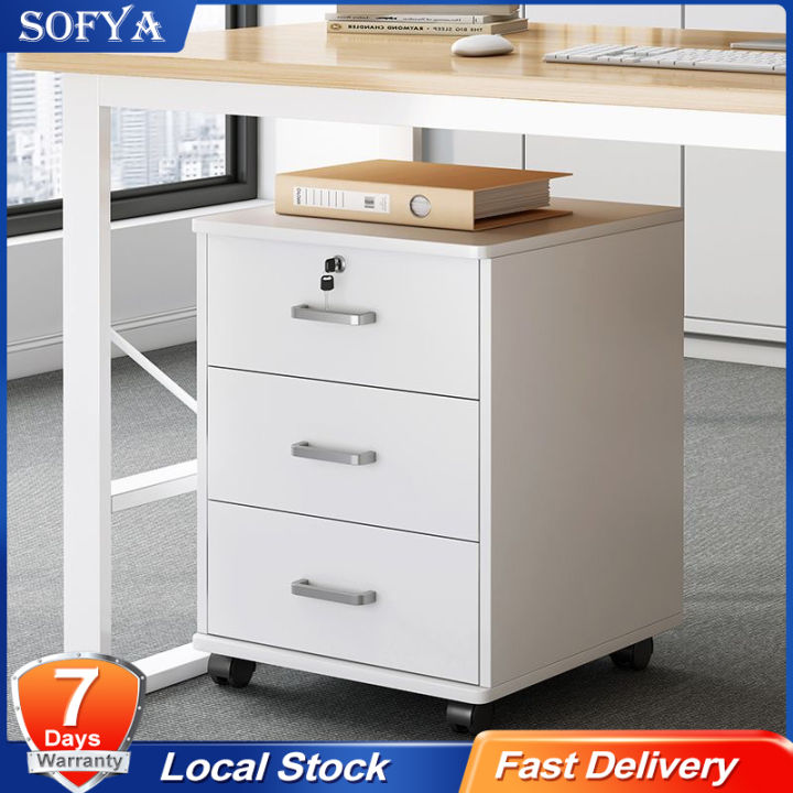 Sofya Office File cabinet Move Drawer Cabinet Woodiness Locked Storage Cabinet Pulley Undertable ...