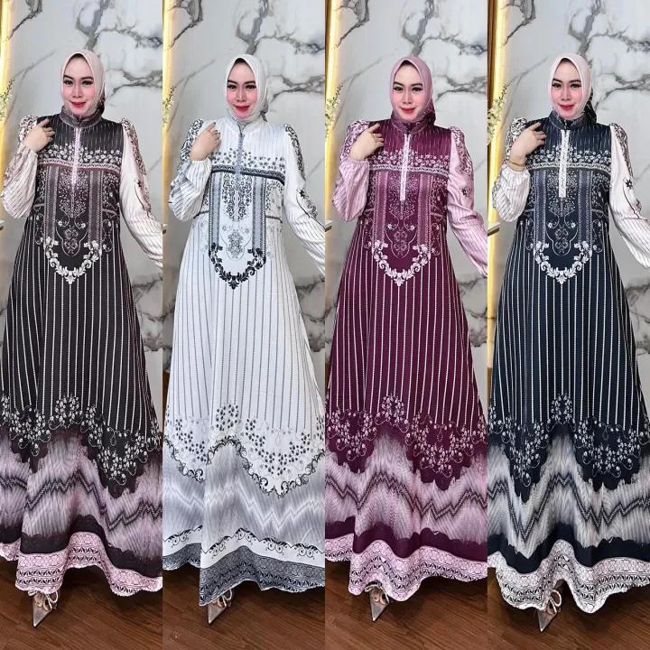 Gamis Shella Saukia Set Hijab / Gamis Armani Silk Premium / Gamis Motif ...