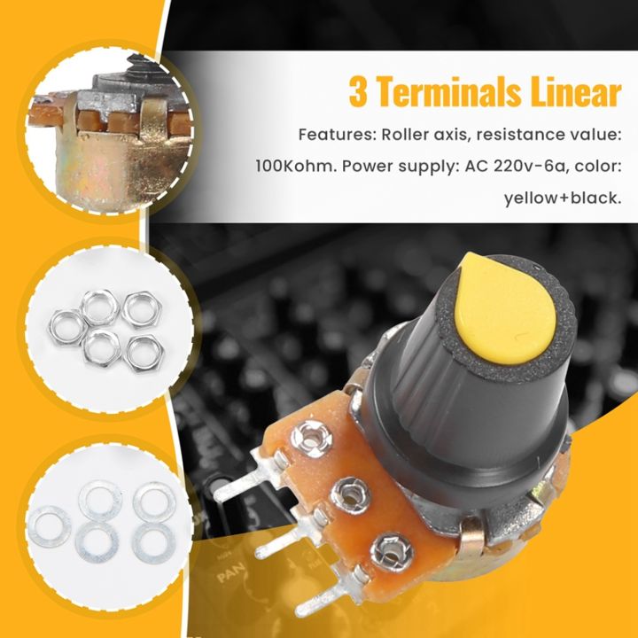 5 Piece 100K Ohm 3 Terminals Linear Taper Rotary Audio B Type Potentiometer Pot | Lazada.co.th