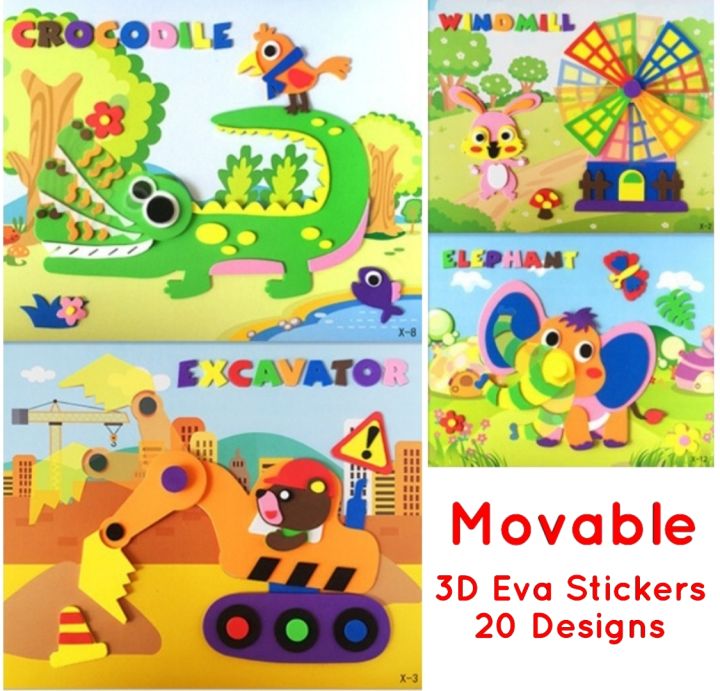 3D Moveable DIY 3D Eva Stickers Movable eva animal sticker Children ...