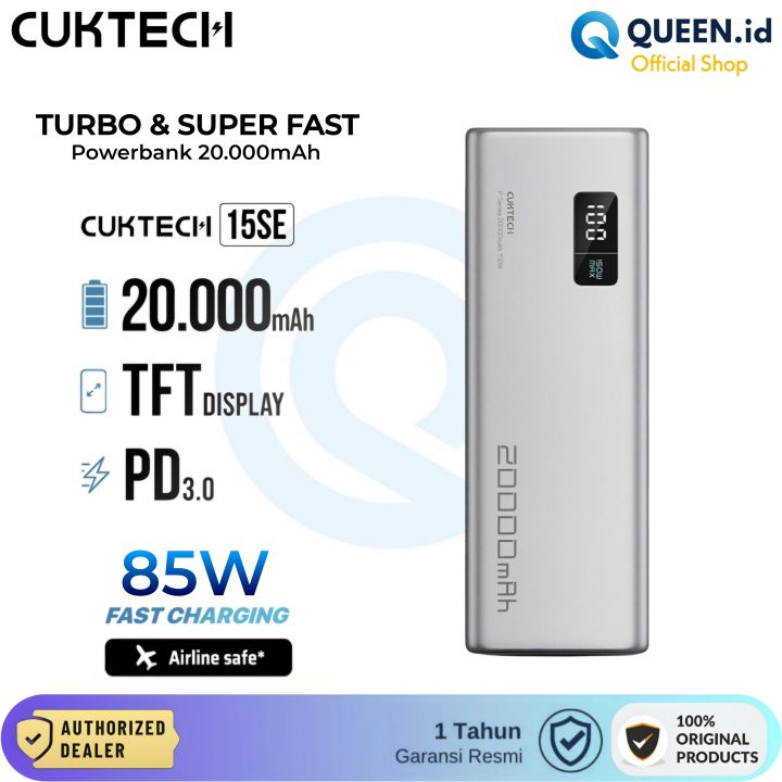CUKTECH 15 SE Powerbank 20000mAh 85W USB TYPE C PD Digital Display TURBO Super Fast Charging ...