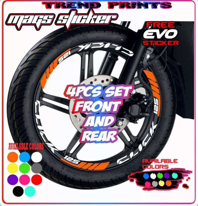 Honda Click 125 V3 v2 v1 mags sticker 4pcs set front and rear sticker ...
