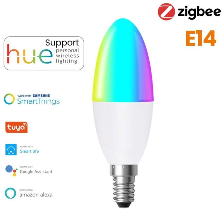 【Genuine Guarantee】 Tuya Zigbee 3.0 Smart E14 LED 5W Candle Light Bulb ...