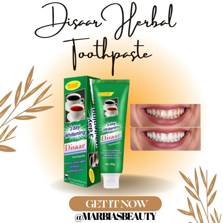 DISAAR HERBAL 3 DAY WHITENING TOOTHPASTE 100G | Lazada PH