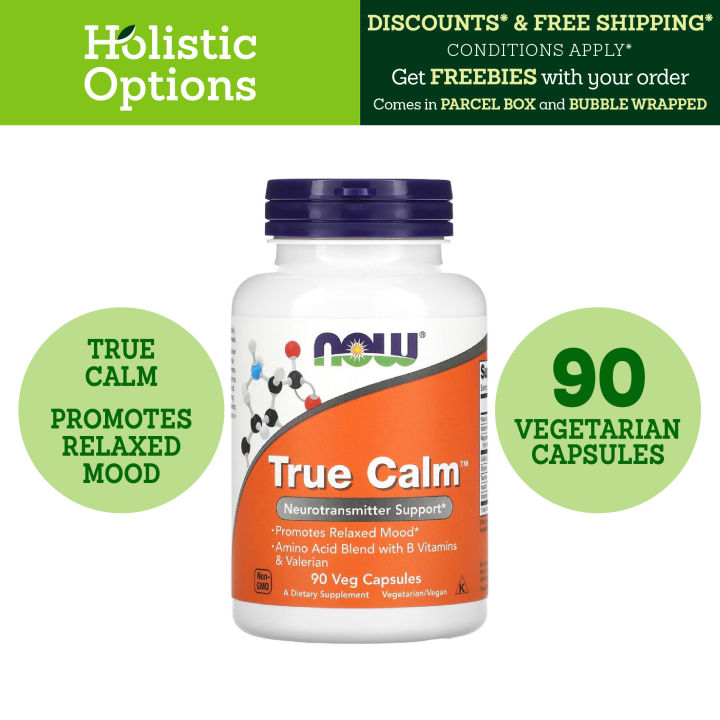 [Authentic] NOW Foods, True Calm, 90 Veg Capsules with GABA and Glycine ...
