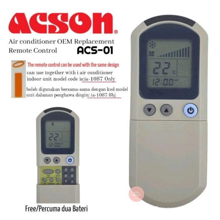 Acson/i Remote Control Air Conditioning Replacement OEM ACS-01 | Lazada PH