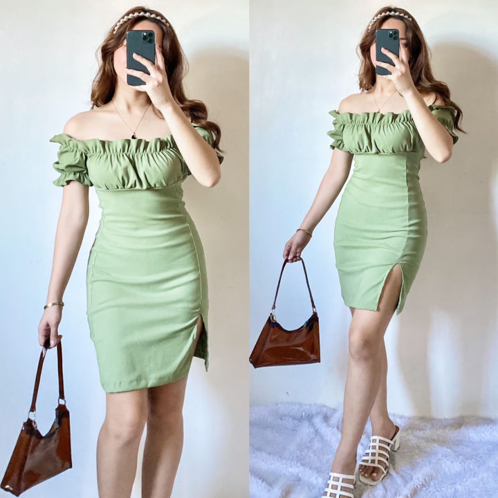 Mia Puff Sleeves Ruched Dress • JUSTHIS CLOTHING | Lazada PH