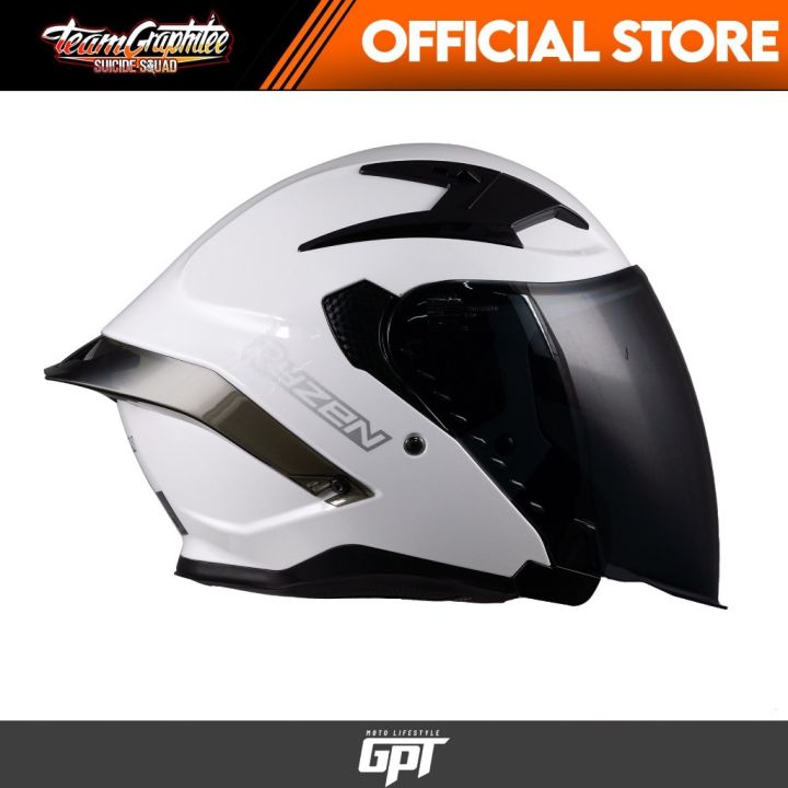 RYZEN HELMET ZX700R XV MONO w/ SMOKE and free clear lens (HALF FACE ...
