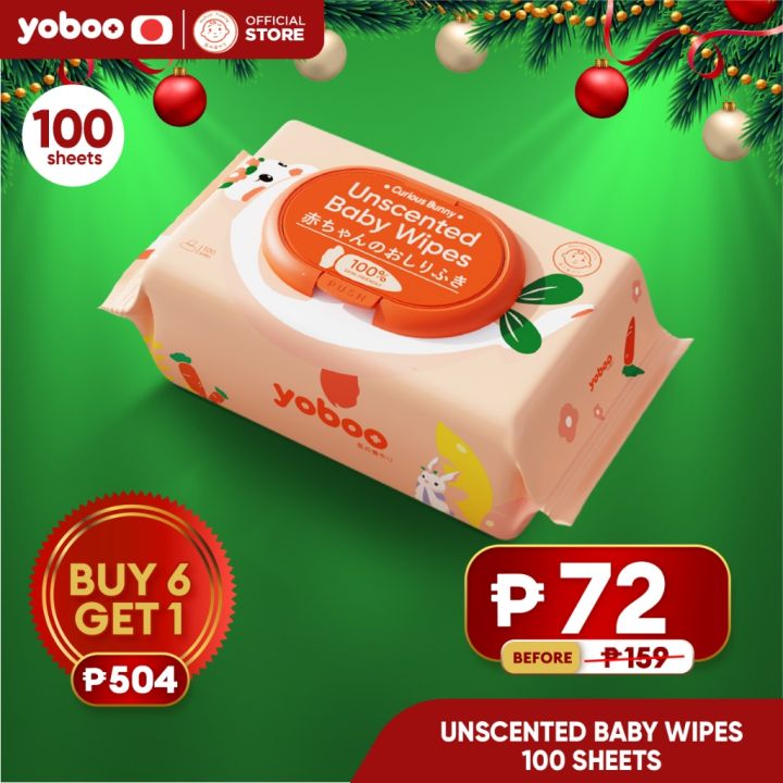 Yoboo Unscented Baby Wipes | Hygienic and Alcohol-Free 100 Sheets ...