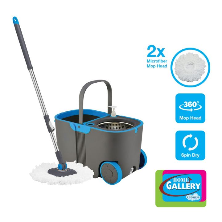 Home Gallery Tornado Mop and Spin-Dry BIG Bucket W/ Wheels Set (Gray ...