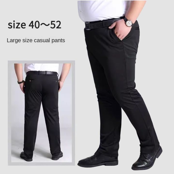 Men's Pants Fat Plus Size Loose Straight High Waist Elastic | Lazada