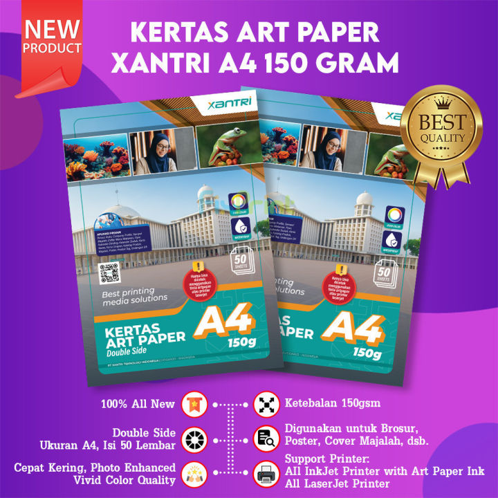 FixPrint Kertas Art Paper A4 150gsm isi 50 Lembar Photo Paper 150 Gram ...