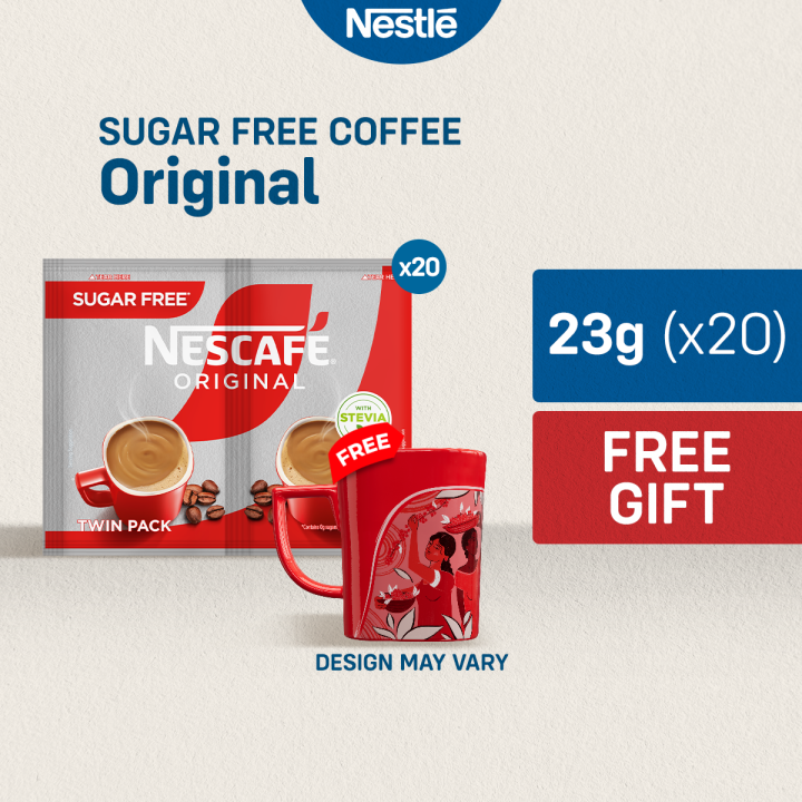 [FREE RED MUG] Nescafe Original Sugar Free 3-in-1 Coffee Twin Pack 23g ...