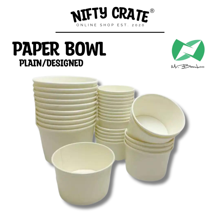 50pcs Paper Meal Bowl / PLAIN WHITE Green Eco-Friendly NiftyCrate ...
