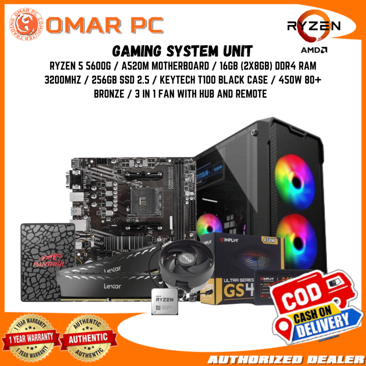 GAMING SYSTEM UNIT / RYZEN 5 5600G / A520M MOTHERBOARD / 16gb (2X8GB ...