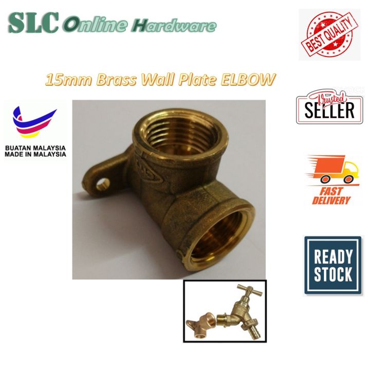 15mm Heavy Duty Brass Wall Plated Elbow / Bracket Plate Wall Elbow 1/2 ...