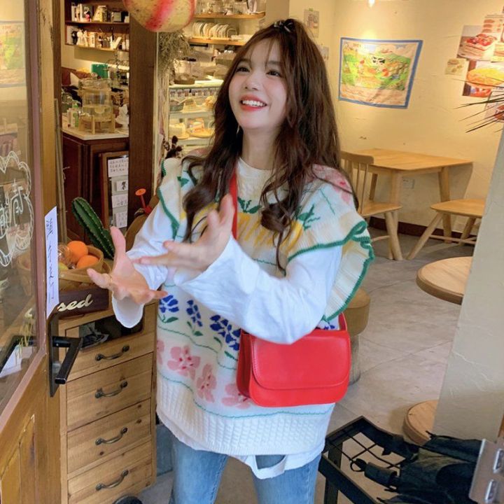 Coconie เสื้อกล้ามแขนระบายพิมพ์ลายสำหรับผู้หญิงเสื้อถักทรงหลวมแนววินเทจ ...