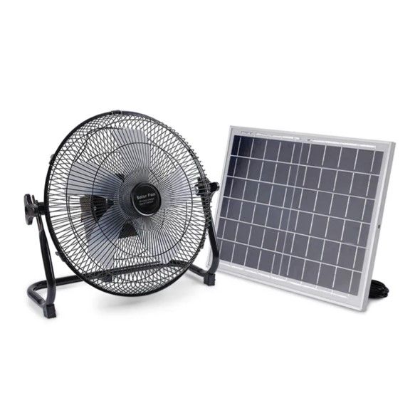 14" Rechargeable Solar DC Fan, Built-In Battery with Solar Panel ...