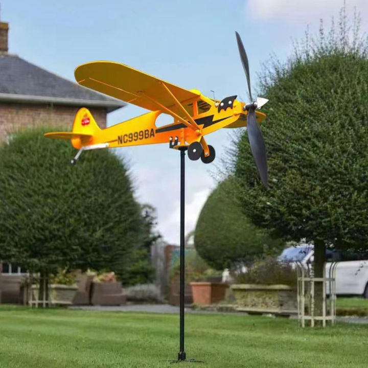 Outdoor 3D Metal Airplane Wind Spinner Weather Vane Garden Decor Roof ...