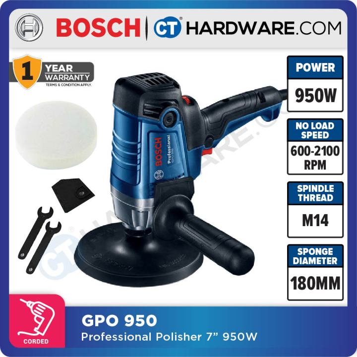 Bosch GPO 950 Professional Polisher 950W M14 / M16 SIZE, 180mm DIAMETER ...