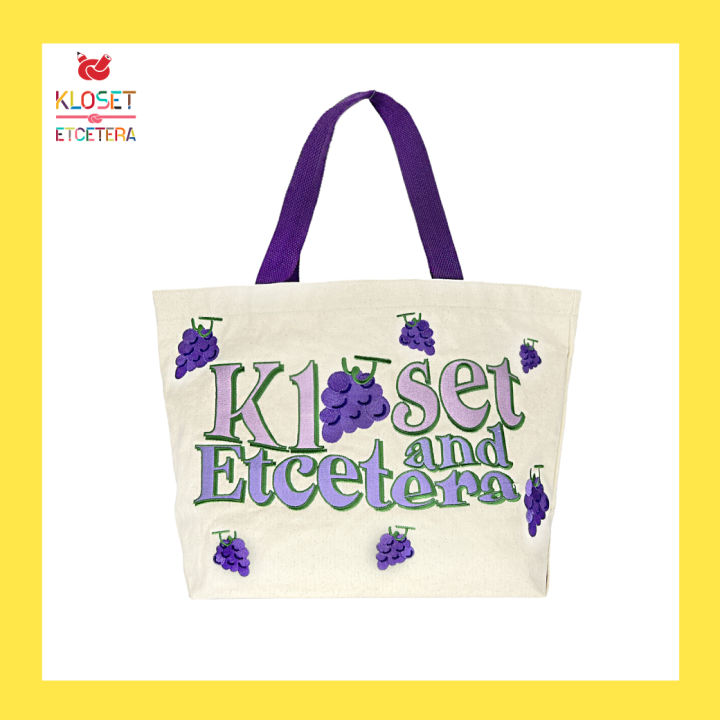 Kloset Etcetera Mix Fruit The Series Lemon Tote Bag / L กระเป๋าสะพายไหล่ กระเป๋าปักลายผลไม้ ...