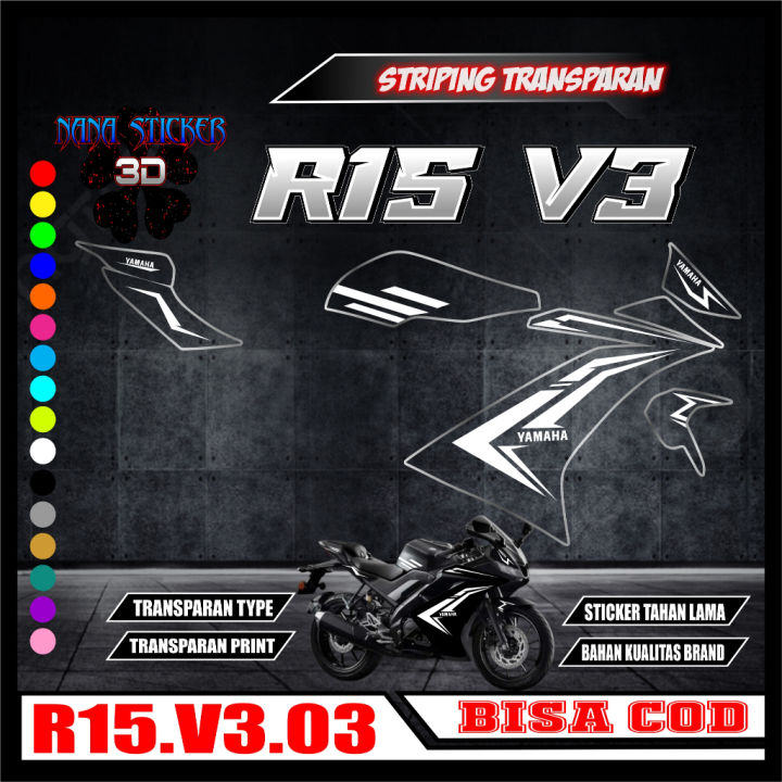 Striping TRANSPARAN YAMAHA R15 V3 Variasi Stiker Sticker list body ...