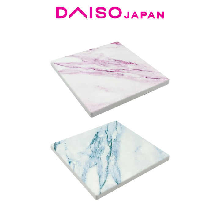 Daiso Square Diatomaceous Earth Coaster with Marble Design | Lazada PH