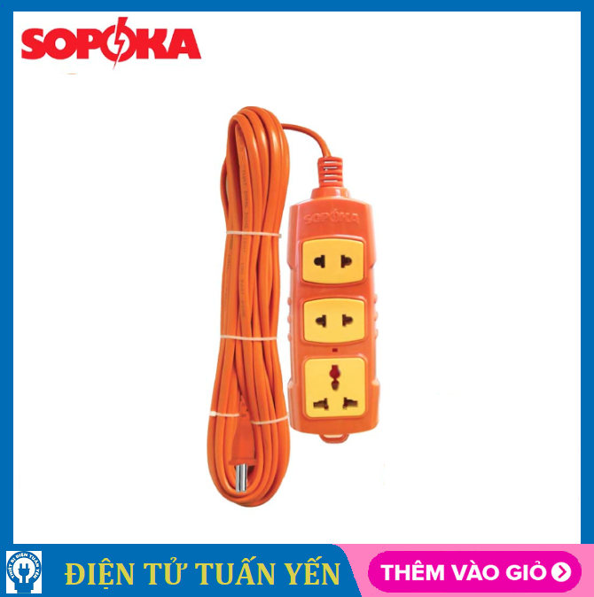 Ổ cắm điện Sopoka T-3000W công suất lớn siêu chịu tải, chiều dài dây 3M/5M/10M, lõi sứ nguyên ...