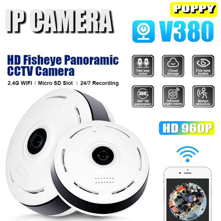 V380 HD Fisheye WIFI Camera Monitor 360° VR Panoramic CCTV Camera ...