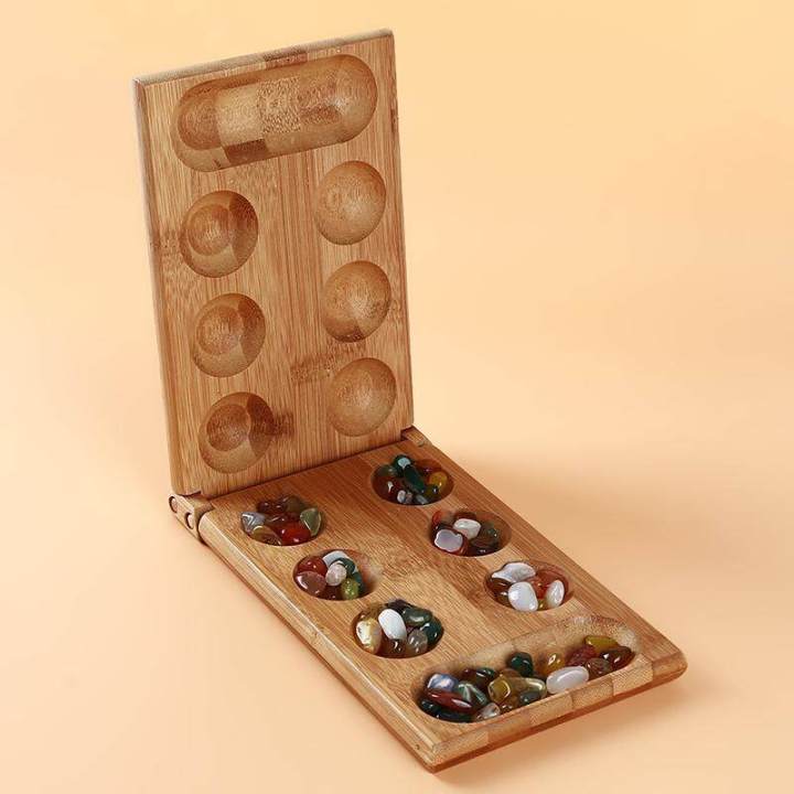 Mancala African Stone Board Game Wooden Travel Party Family Puzzle ...