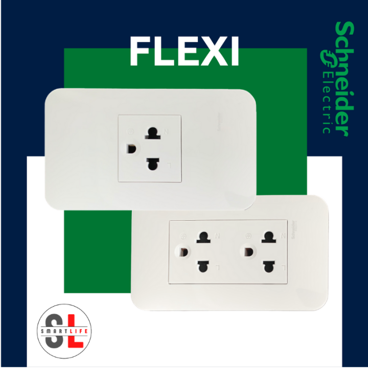 Schneider Flexi 1 or 2 Gang 3-Pin Universal Socket Outlet 16A 250V with ...