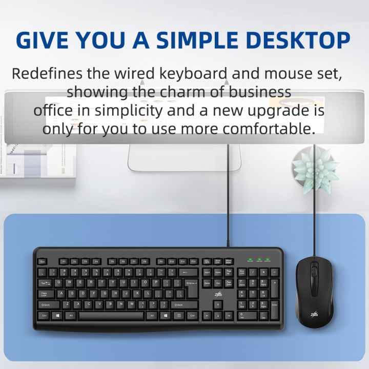 Zeus GK-718 Slimline Wired Keyboard and Mouse Combo Set USB Plug-and ...