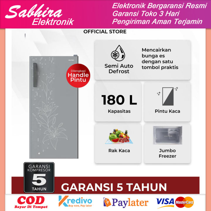 Kulkas 1 pintu polytron belleza 180 liter 2023 series pra 18 js/jr/jb ...