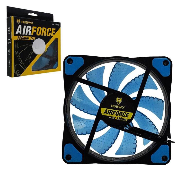 NUBWO Air Force Fan Cooling พัดลม 12 cm มีไฟ รุ่น NFT-100 1,200RPM(PWM ...