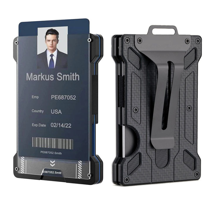 US Mechanical Style Minimalist Wallets for Men Aluminum Credit Card ...