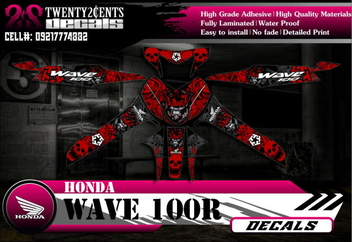 Honda Wave 100 / 100R Decals High-Quality Stickers tribal red | Lazada PH