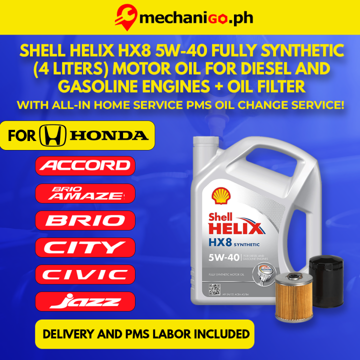 SHELL HELIX HX8 5W-40 (4 Liters) Fully Synthetic Genuine ENGINE OIL for ...