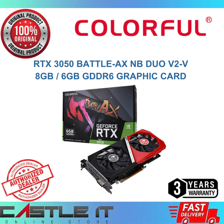 Colorful RTX 3050 iGame Ultra W / Battle-AX NB DUO V2-V / 8GB 6GB GDDR6 ...