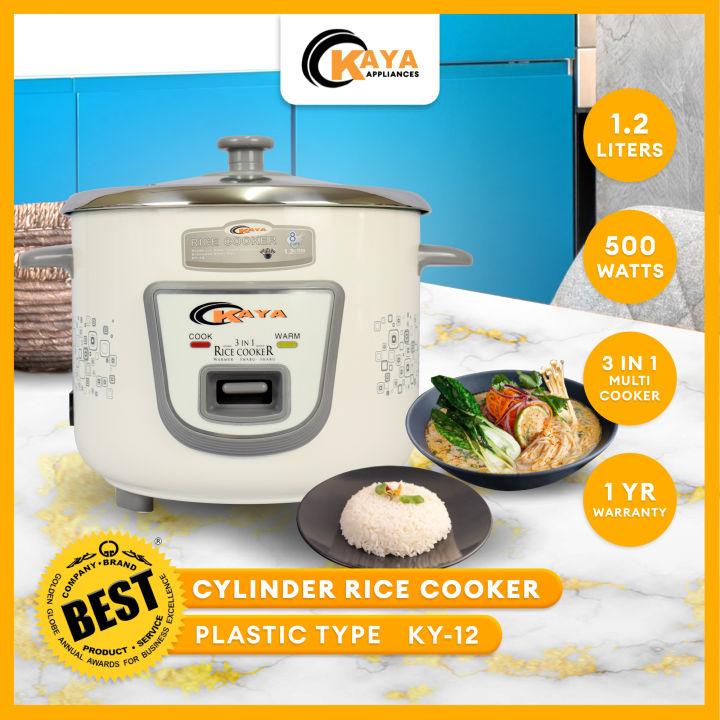 KAYA KY-12 Cylinder Rice Cooker - 3 in 1 Multi-cooker, 500W, 1.2 Liters, Stainless Steel ...