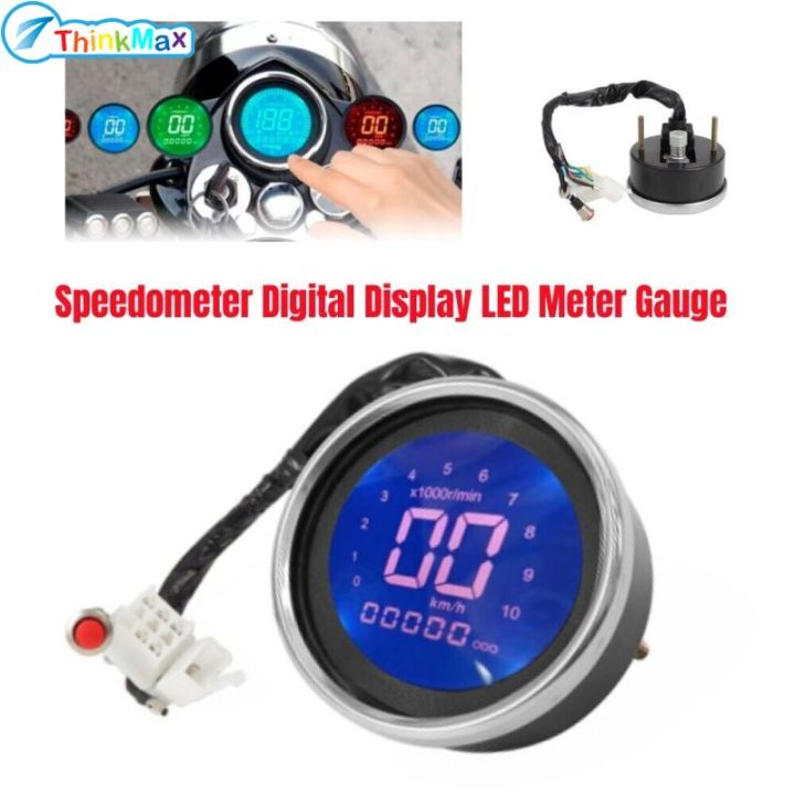 Motorcycle Odometer LED Digital Speedometer Tachometer Gauges 0-199km/h 12V Universal Backlight ...