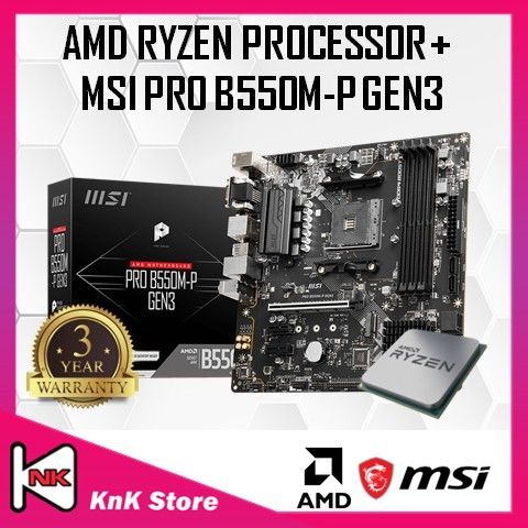 MSI PRO B550M-P GEN3 B550 AM4 DDR4 Motherboard + AMD ATHLON / RYZEN 3 ...