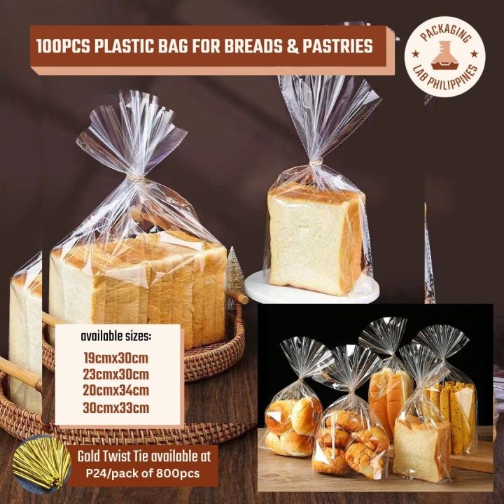100pcs Clear Plastic OPP Bag for Breads and Pastries Toast Plastic Bag ...