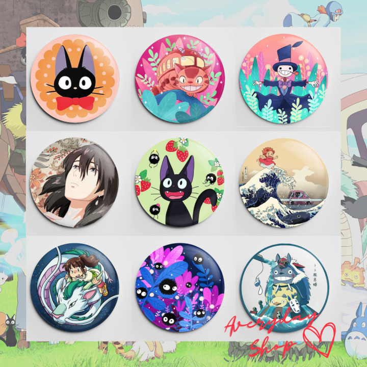 Ghibli Button Pin 2.25 Inch #1 - Glossy or Matte or Glitter or Rainbow ...