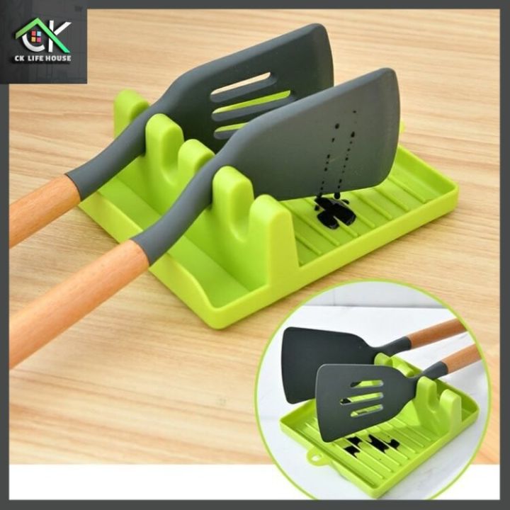 (READY STOCK)Multifunctional Kitchen Cutlery Spatula Holder Pad PP ...
