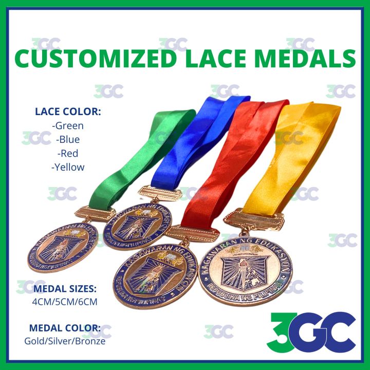 Celebrate in Color: 3GC Personalized Satin Lace Medals (Red/Green ...