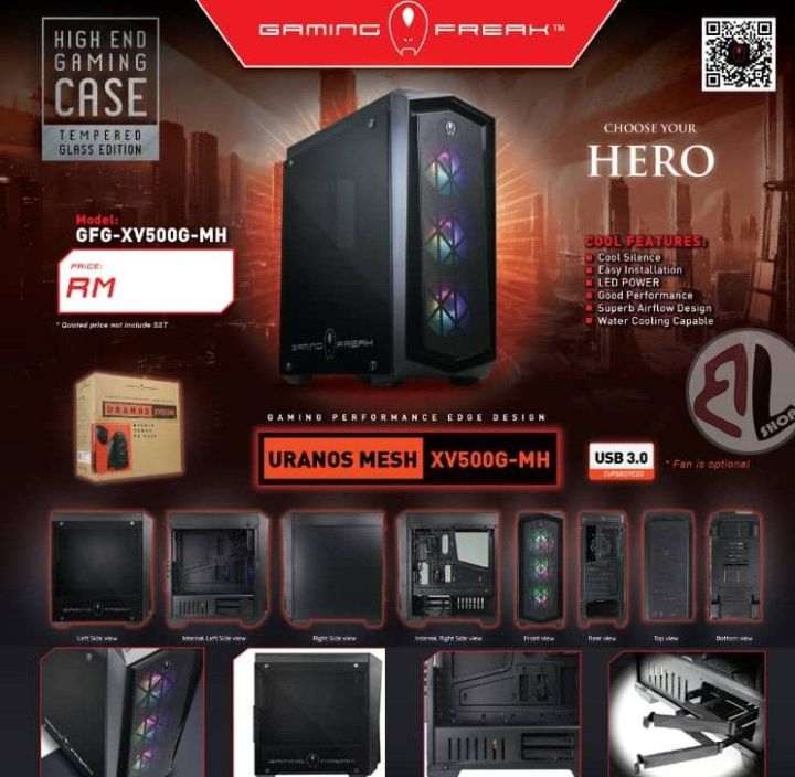 Official AVF Gaming Freak GFG-XV500G-MH Premium Tower Gaming ATX Case ...